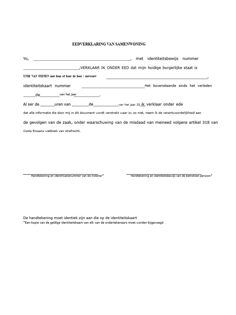Verklaring Van Samenwoning | PDF