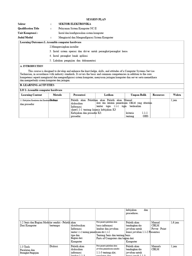 Rencana Sesi CSS NC 2 COC1 | PDF