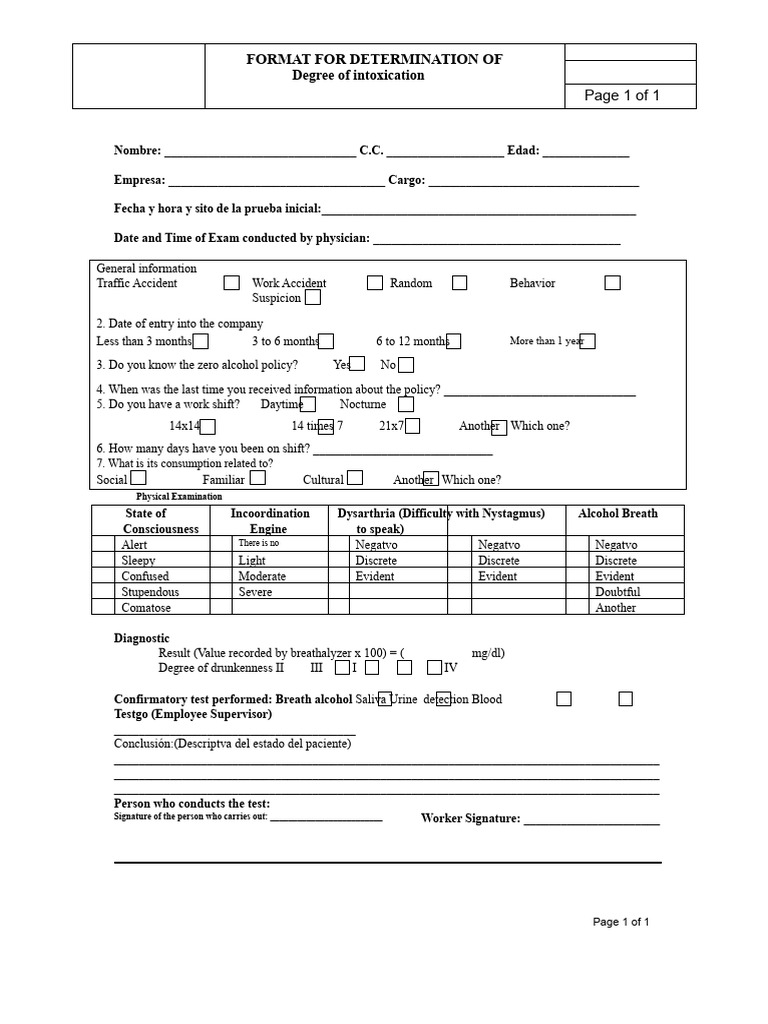 Alcohol Intoxication Report Format | PDF | Alcohol Intoxication ...
