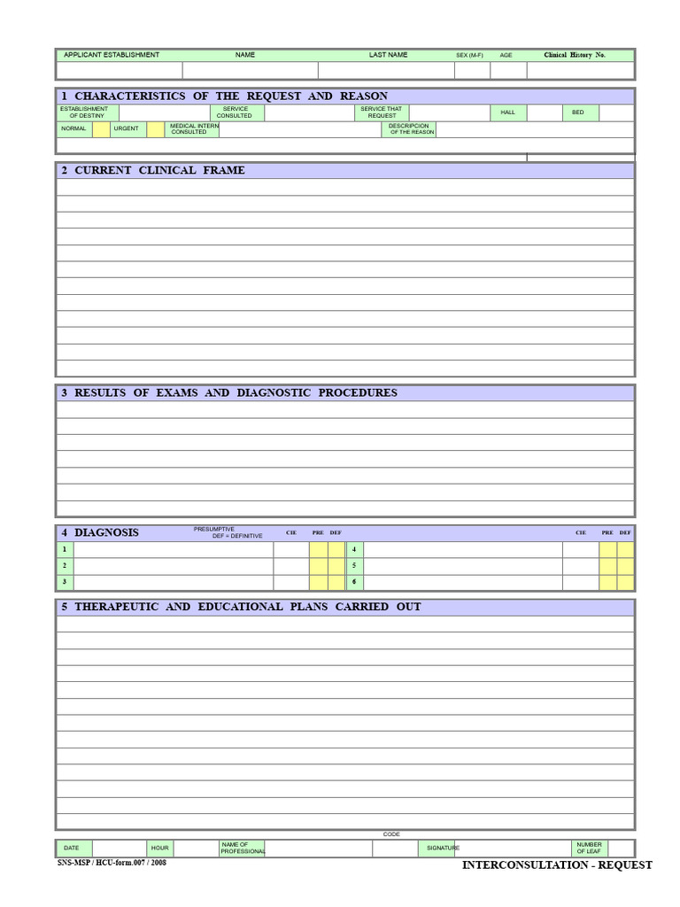 4 Form. 007 INTERCONSULTATION | PDF | Medical Diagnosis | Diseases And ...