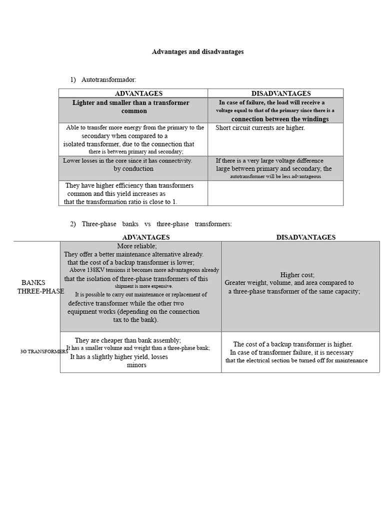 Advantages and Disadvantages of Transformers | PDF | Transformer ...
