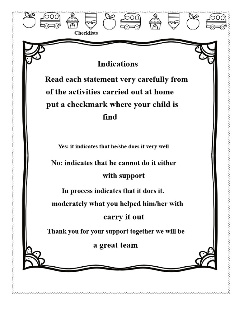 Checklists For 2nd Grade Parents | PDF | Psychological Concepts ...