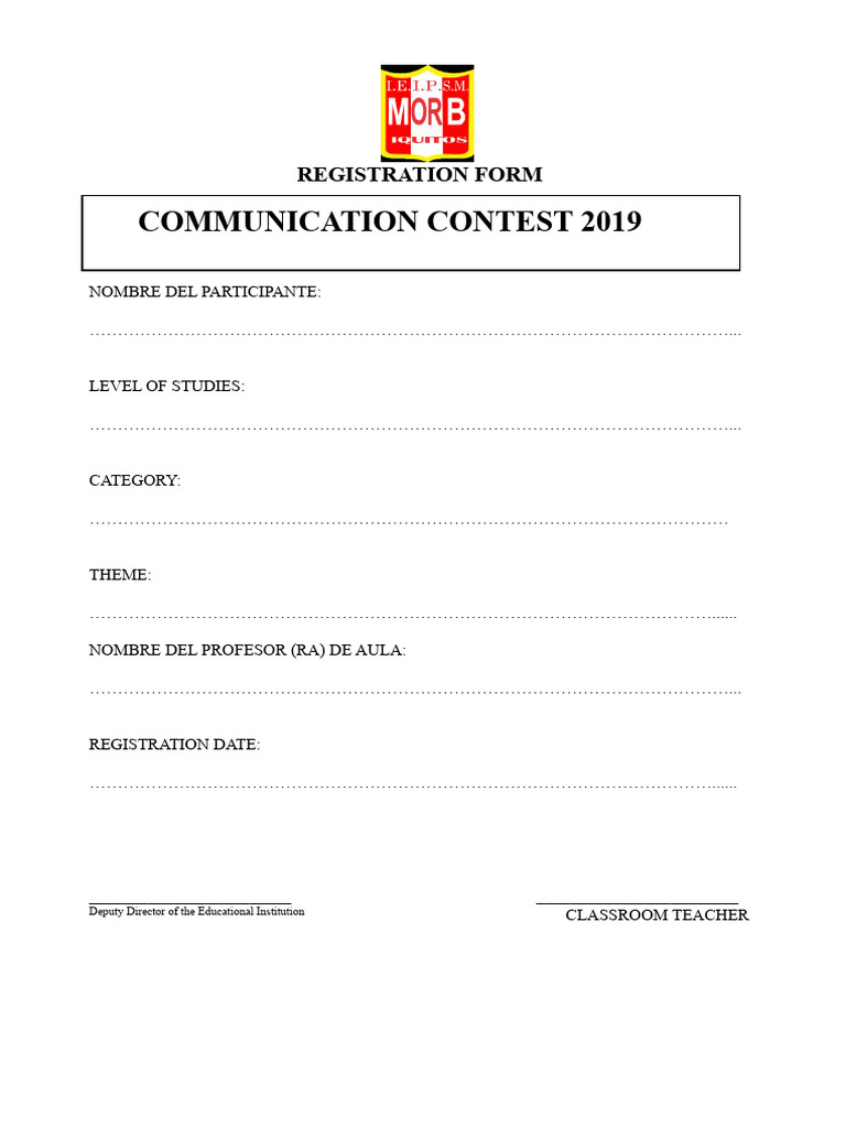 Communication Contest 2019 Registration Form | PDF