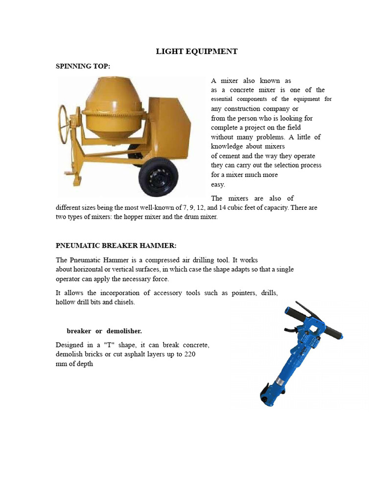 Minor Equipment | PDF | Concrete | Drill