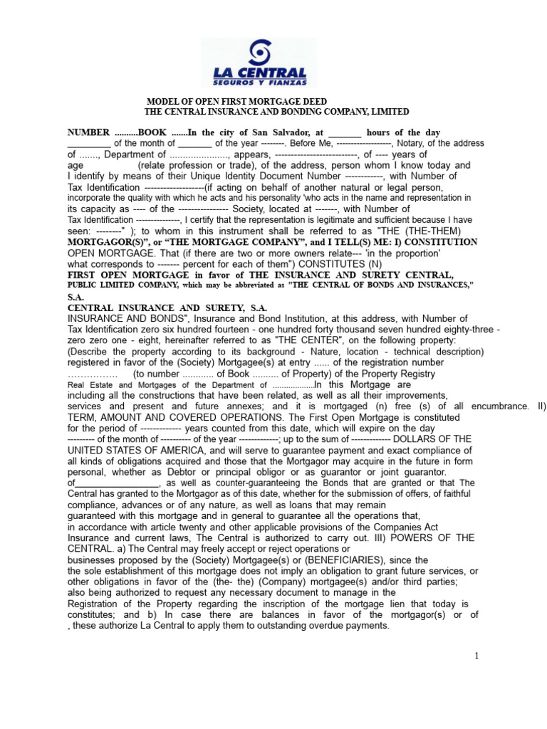 Open First Mortgage Deed Template | PDF | Mortgage Law | Mortgages