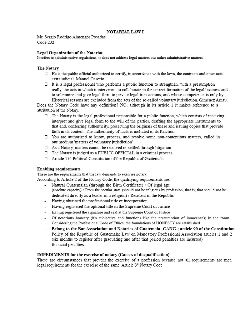 Notarial Law Overview in Guatemala | PDF | Notary Public | Treaty