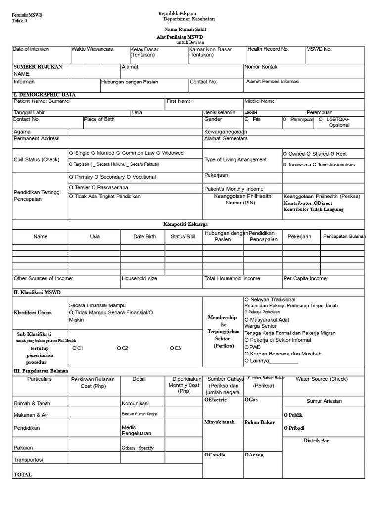 Alat Penilaian MSWD Dewasa Filipina | PDF