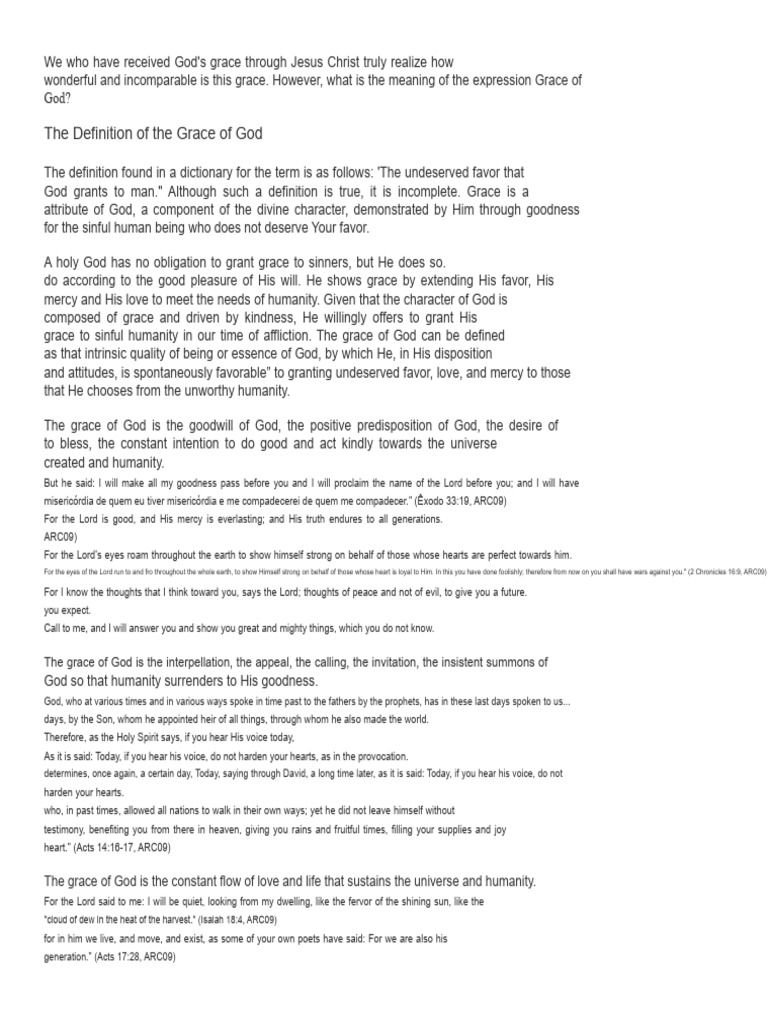 The Grace of God.pdf | PDF | Grace In Christianity | Divine Grace