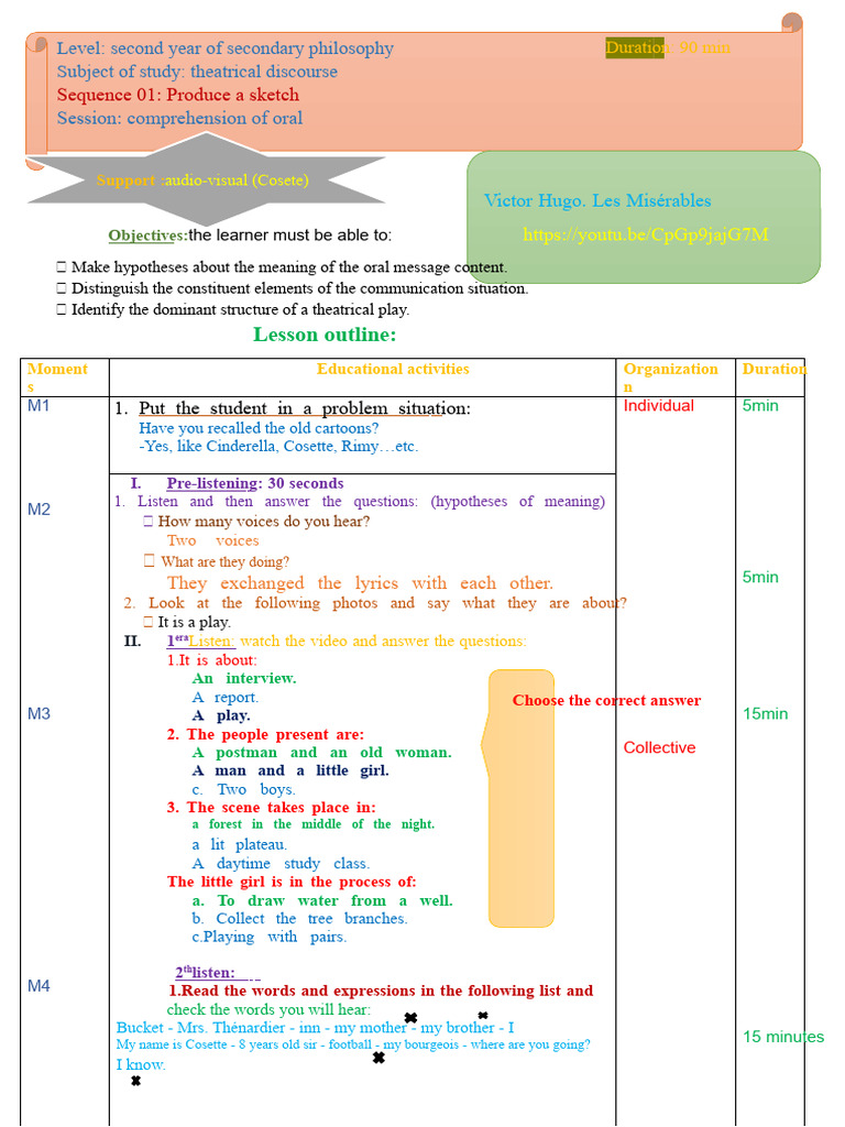 listening comprehension | PDF | Cosette