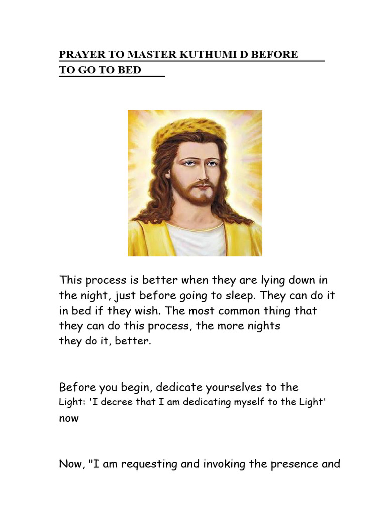 Prayer To Master Kuthumi Before Going To Bed | PDF | Chakra | Tantra