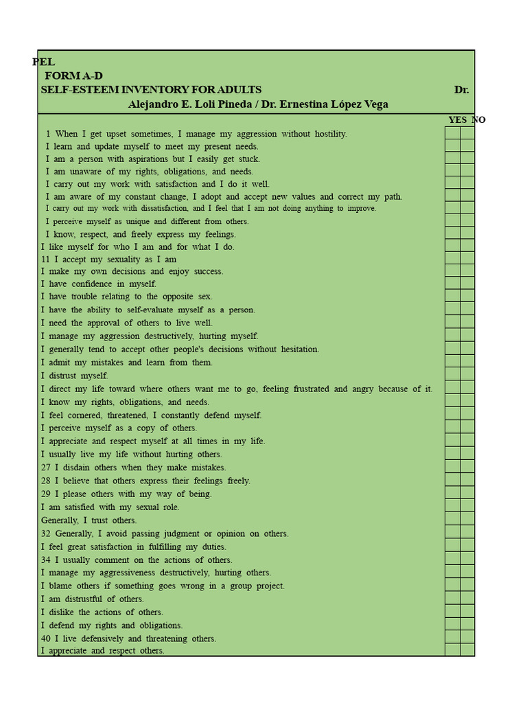 SELF-ESTEEM INVENTORY ALPEL FORM A-D Peru (1) .XLSX - ALPEL INVENTORY ...