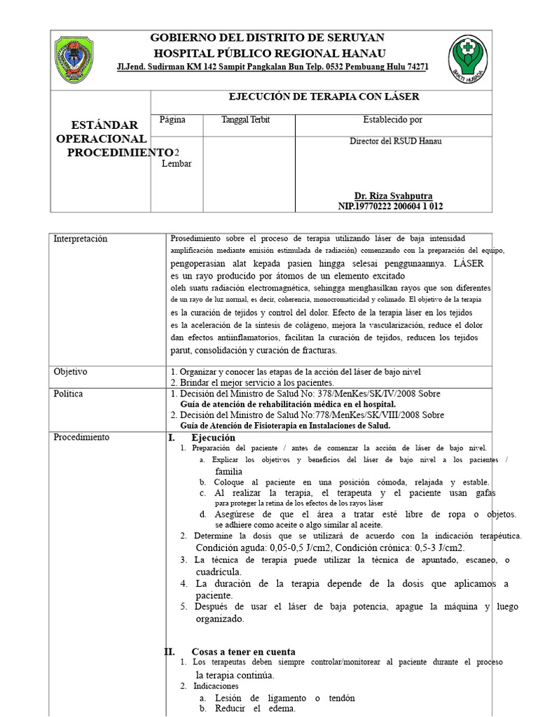 SOP - LÁSER | PDF | Láser | Radiación