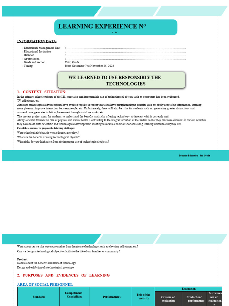 LEARNING EXPERIENCE 10 3rd 2022 | PDF | Information | Evaluation
