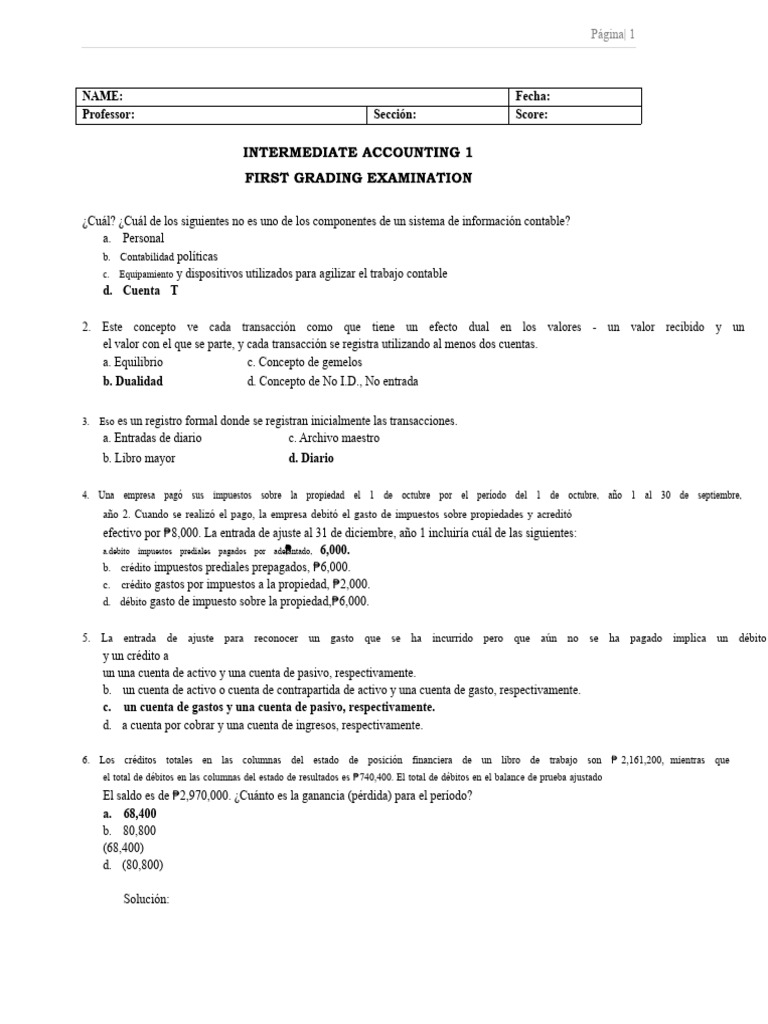 Acc106 Examen de Primer Trimestre Resupuestas PDF | PDF | Interés ...