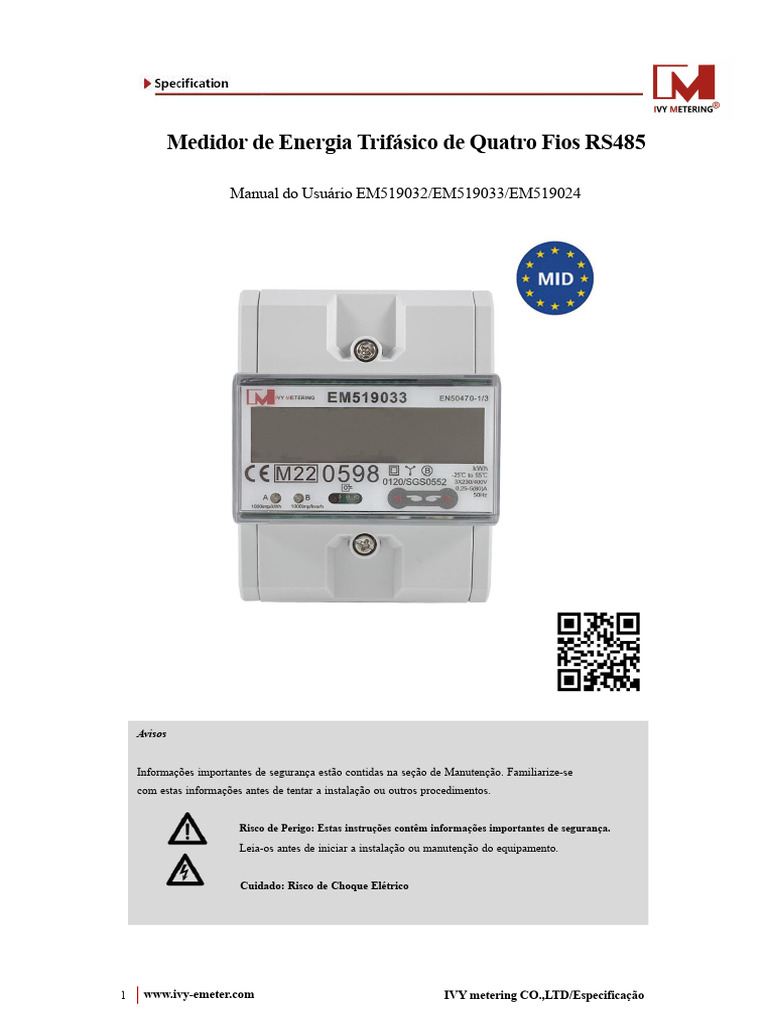 Medidor de Energia 3f Din-Rail (EM519032+EM519033+EM519024) - Ficha ...