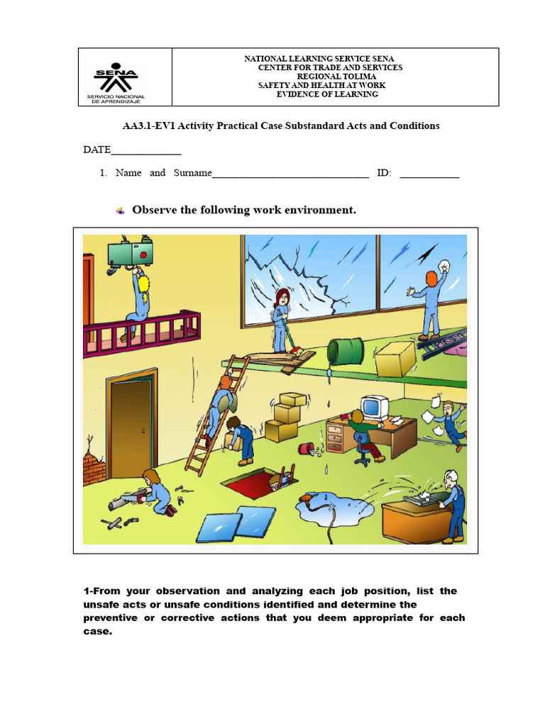 Activity 1 A3.1 EV1 Practical Case Unsafe Acts and Conditions | PDF ...