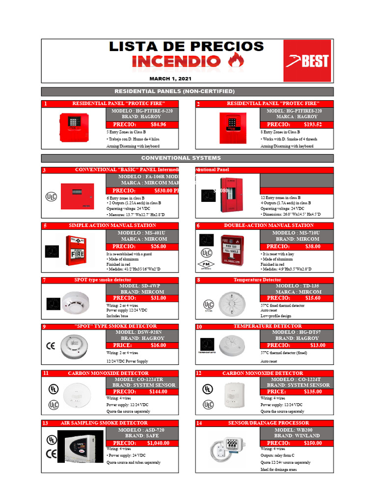 Fire Price List March 2021 | PDF | Amplifier | Sensor