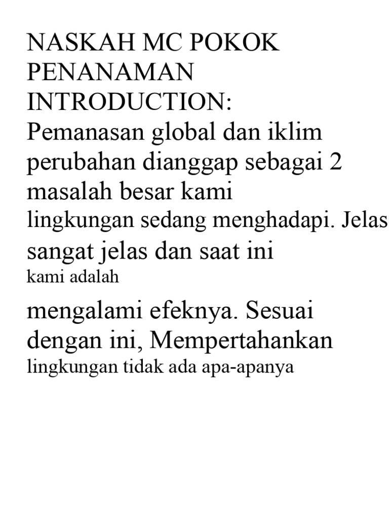 Naskah MC Penanaman Pohon | PDF