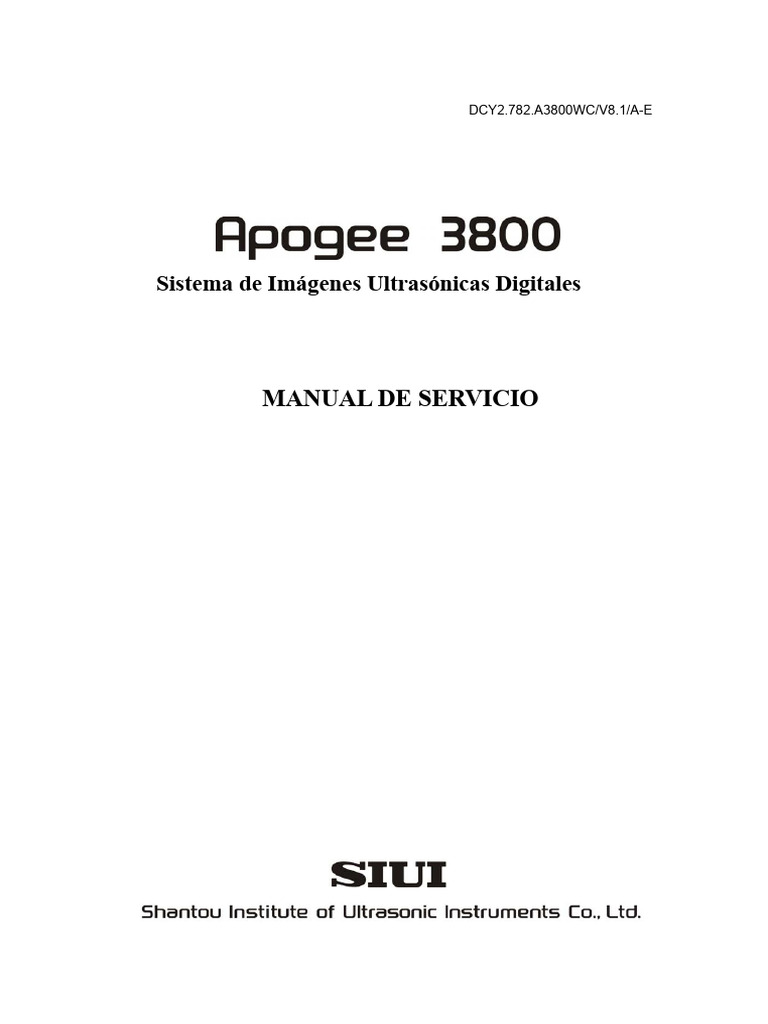 436645267 Manual de Servicio Apogee 3800 | PDF | Ultrasonido | Fuente de alimentación