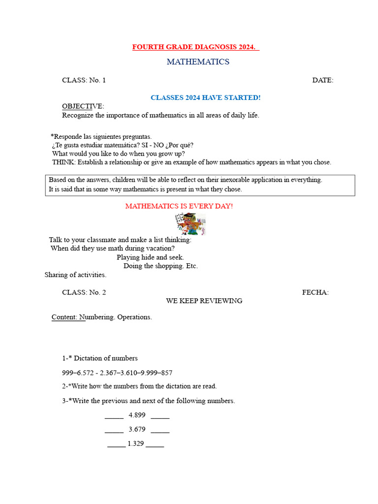 Fourth Grade Mathematics Diagnostic 2024 | PDF | Mathematics