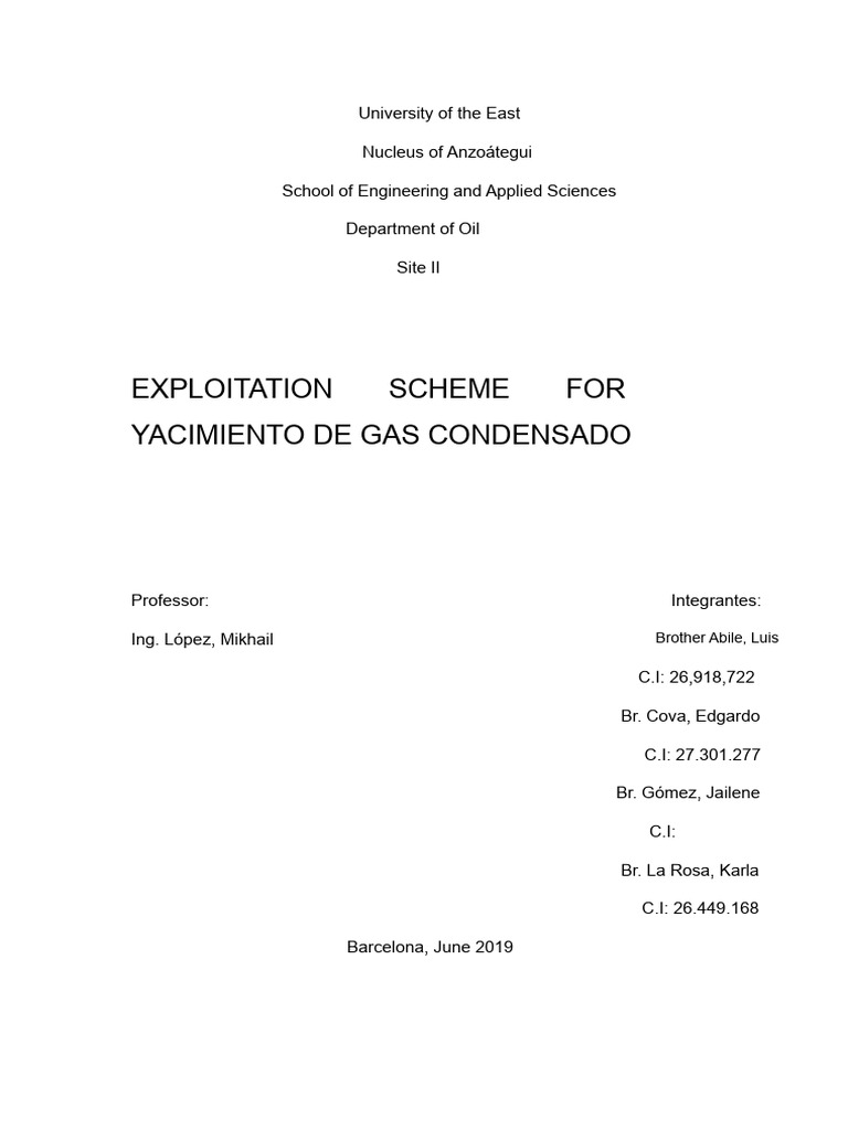 Exploitation Scheme For Condensate Gas Fields | PDF | Mecánica de ...