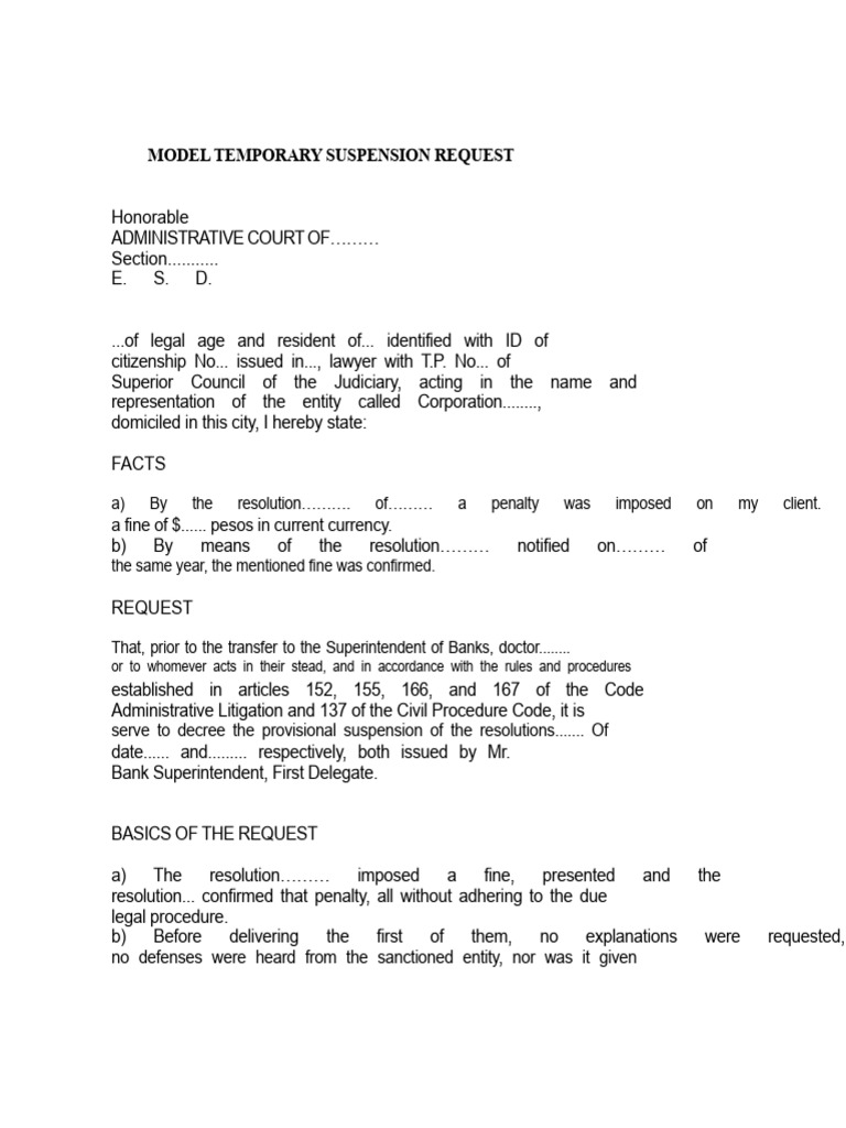 Request For Provisional Suspension | PDF | Criminal Procedure In South ...