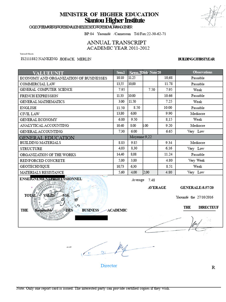 2011-2012 Academic Transcript Report | PDF