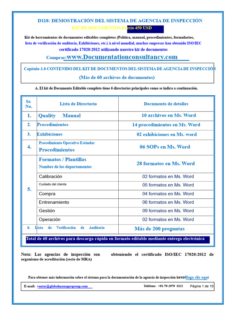Kit Documental ISO 17020:2012 | PDF | Auditoría | Microsoft Word