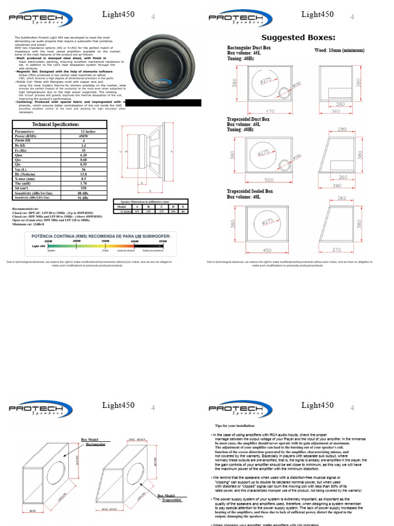 Protech Light 450 Manual - 12 | PDF | Loudspeaker | Amplifier