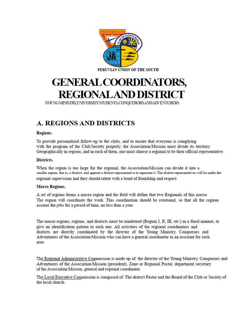 Functions of Regional and District Coordinators | PDF