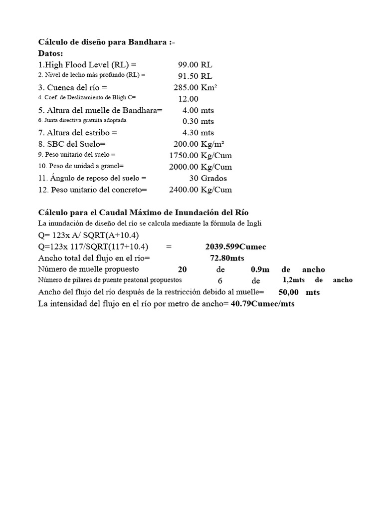 Diseño de Bandhara | PDF | Geografía Física | Ingeniero civil