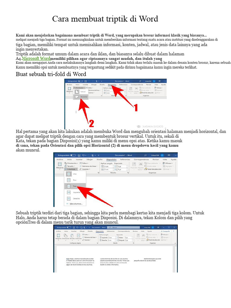 Cara Membuat Triptik di Word dengan Mudah | PDF