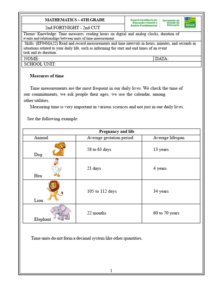 Lesson 2 Mathematics 4th Grade Activity To Print | PDF | Time | Hour
