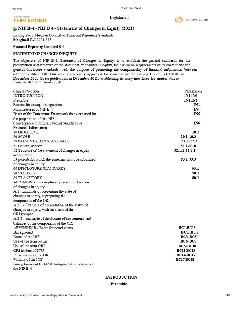 NIF B-4: Changes in Equity Standards | PDF | Equity (Finance ...