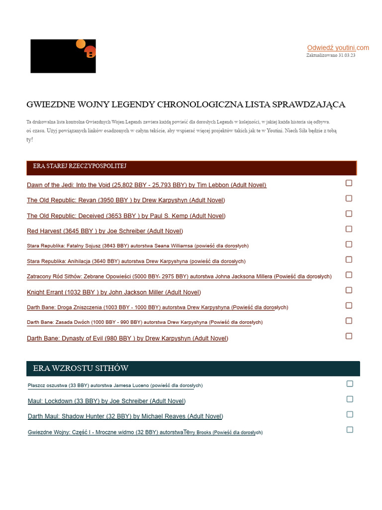 Printable Legends Chronological Checklist PDF | PDF
