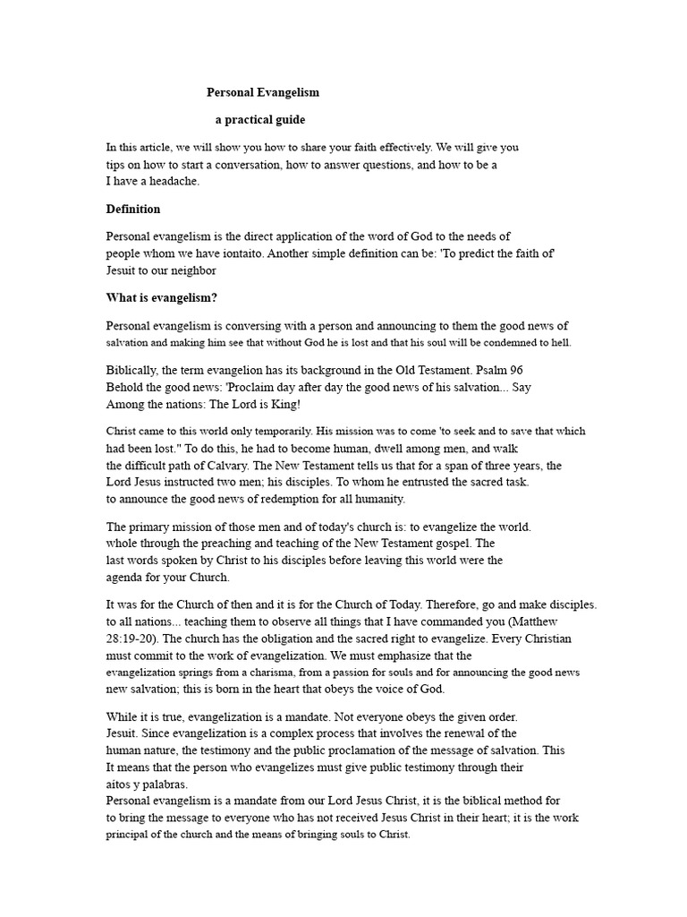 Effective Personal Evangelism Guide | PDF | Salvation | Jesus