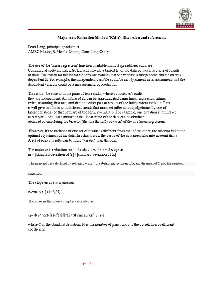 Major Axis Regression Method Explained | PDF | Linear Regression ...
