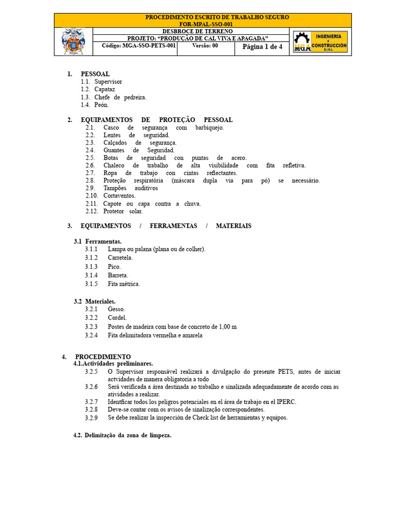 Procedimento Seguro para Desbrosse de Terreno | PDF
