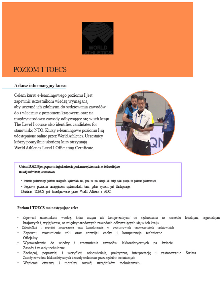 TOCES Poziom 1 - Informacje o Kursie | PDF