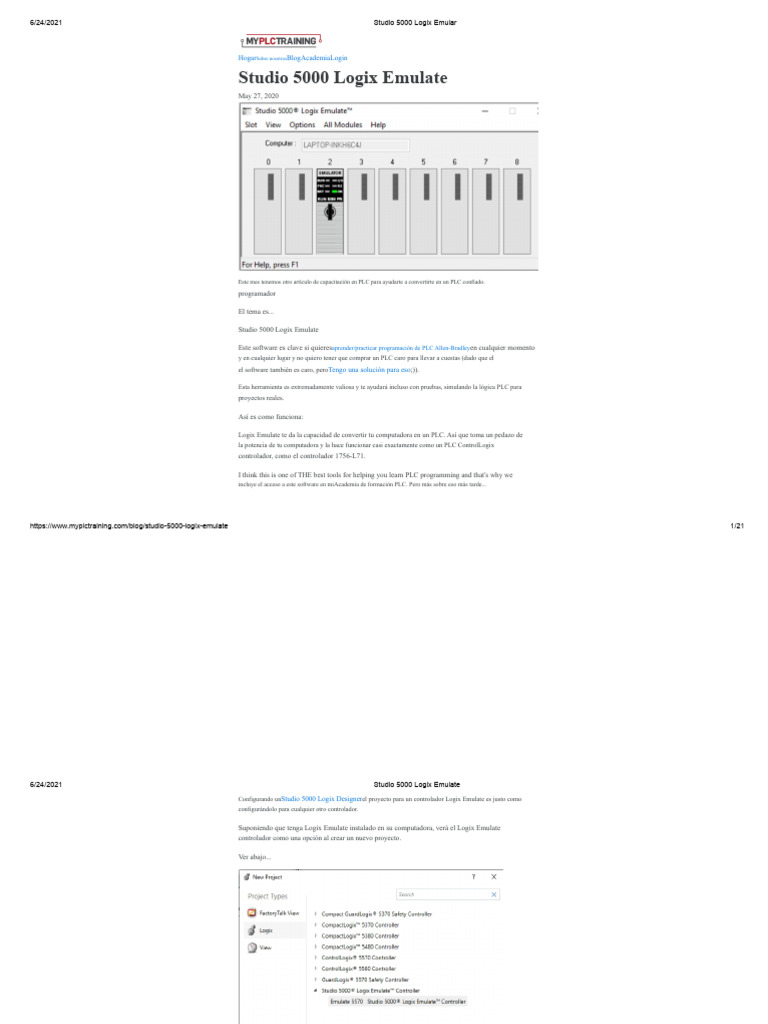 Configuración de Studio 5000 Logix Emulate | PDF | Controlador lógico ...