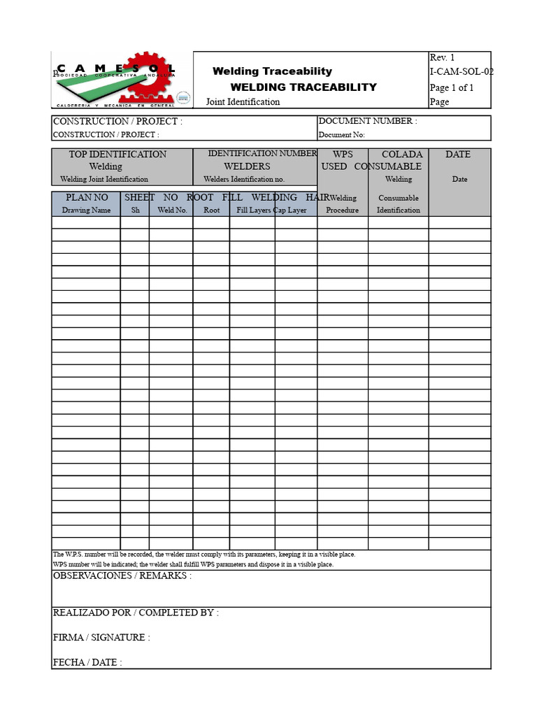 Welding Traceability | PDF