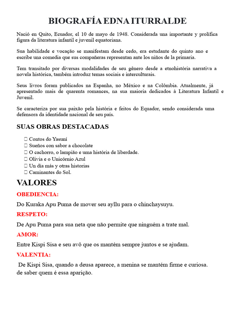 Biografia Edna Iturralde | PDF