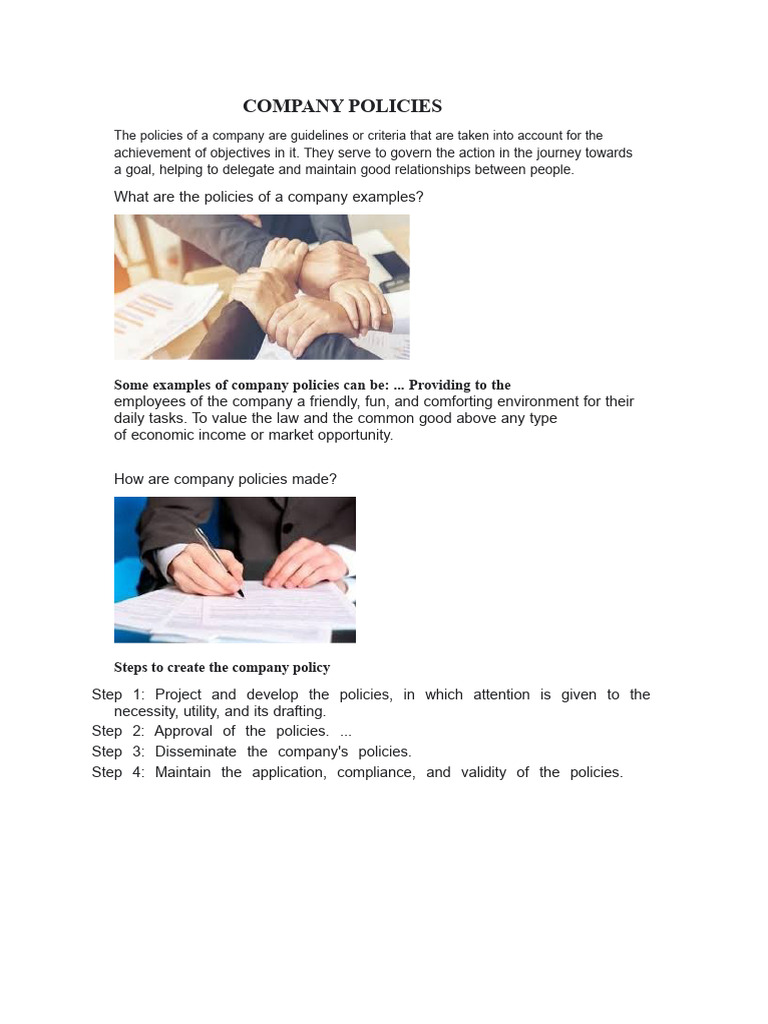 Company Policies: Creation and Examples | PDF | Policy | Employment