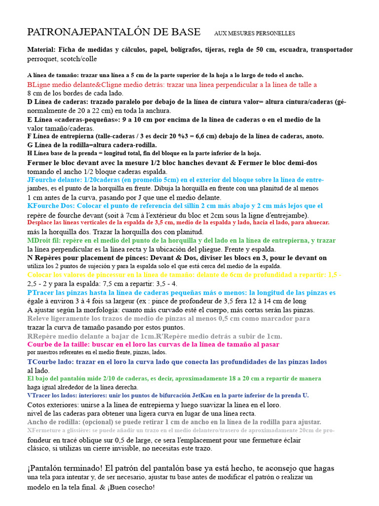 Patrón de Pantalón Base Personalizado | PDF