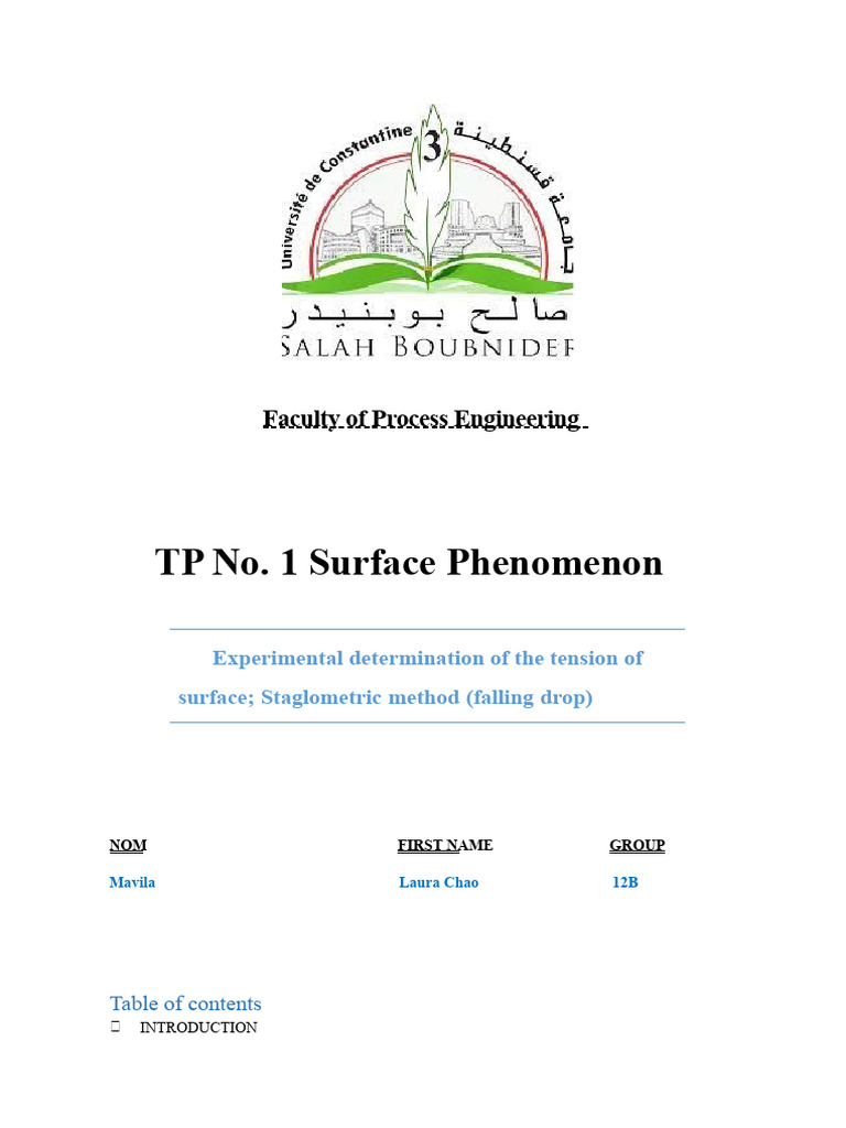 TP Surface Phenomenon | PDF | Surface Tension | Liquids