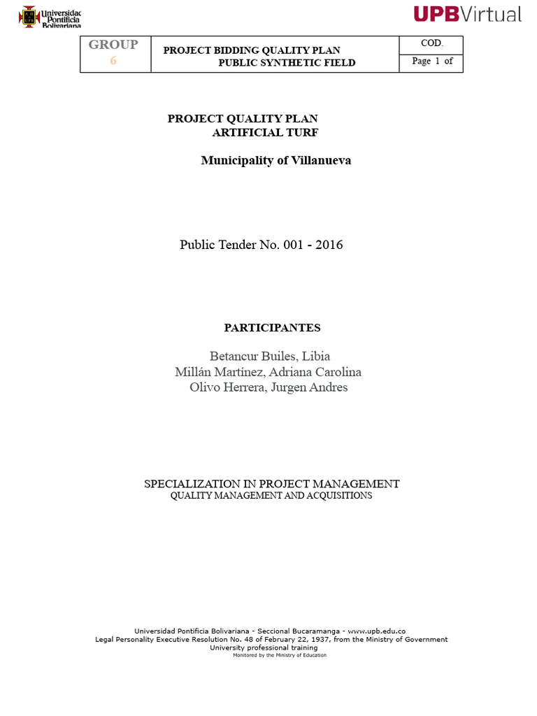 Project Quality Plan | PDF | Specification (Technical Standard ...