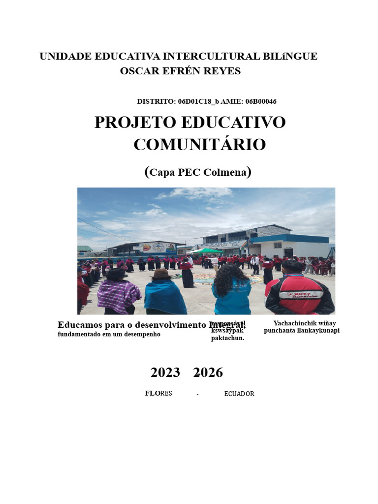 PLANO EDUCACIONAL INSTITUCIONAL - PEC Colmeia | PDF | Aprendizado ...
