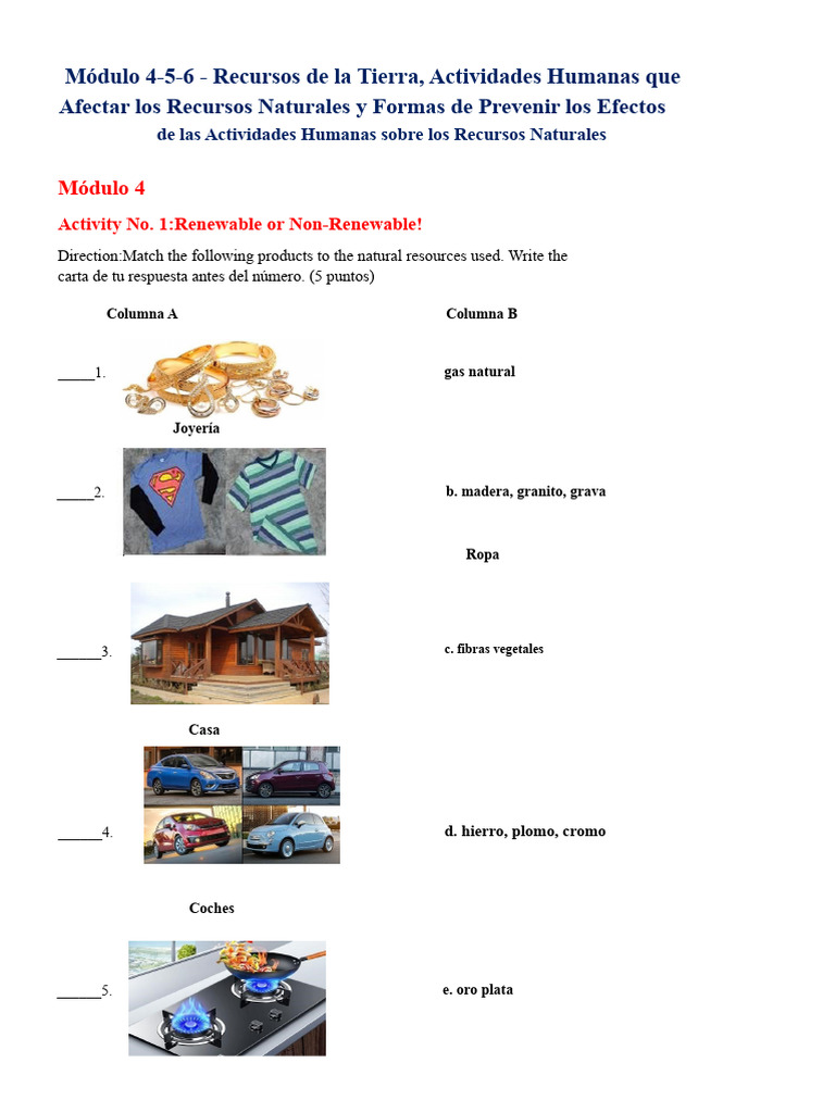 Recursos Naturales y Actividades Humanas | PDF | Combustibles fósiles ...