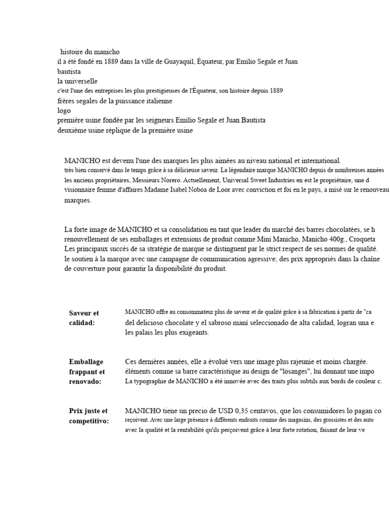 Histoire et succès de la marque Manicho | PDF