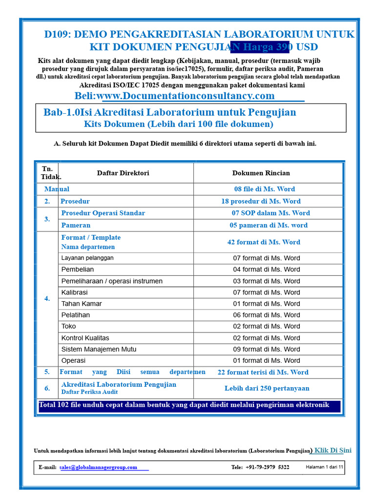 Kit Dokumen Akreditasi ISO/IEC 17025 | PDF